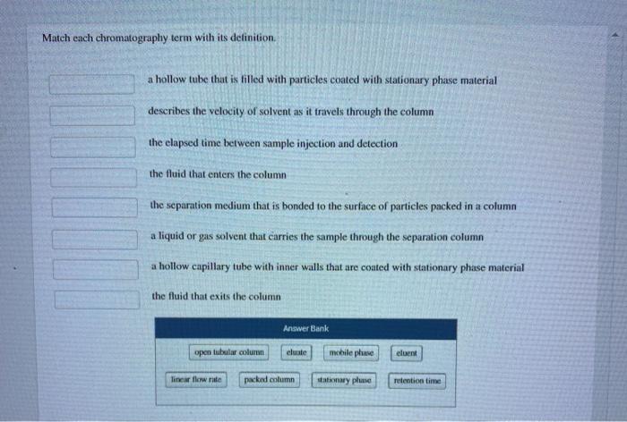 Solved Match each chromatography term with its definition a | Chegg.com Solved Match each chromatography term with its definition a | Chegg.com