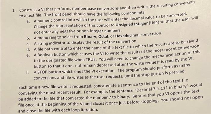 Solved 1. Construct a VI that performs number base | Chegg.com