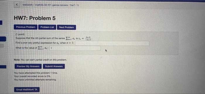 Solved HW7: Problem 5 Previous Problem Problem List Next | Chegg.com