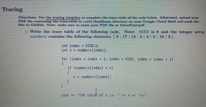 Solved Tracing Directions: Use the tracing template to | Chegg.com