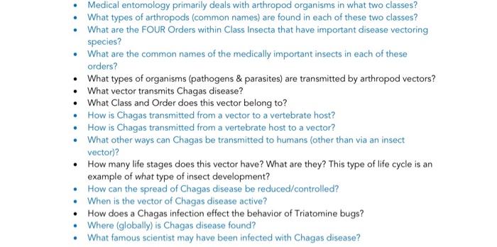 Solved - Medical entomology primarily deals with arthropod | Chegg.com