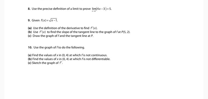 Solved 8. Use the precise definition of a limit to prove lim | Chegg.com
