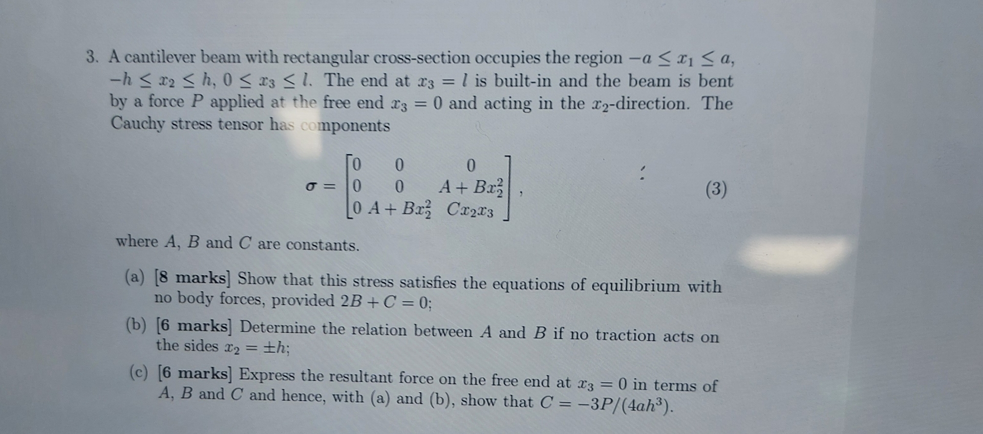 Solved A cantilever beam with rectangular cross-section | Chegg.com