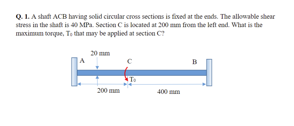 Solved a shaft acb having solid circular cross sections is | Chegg.com