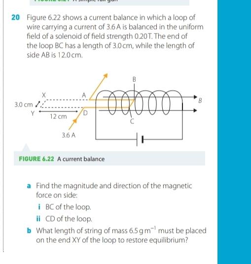 Solved 20 ﻿Figure 6.22 ﻿shows a current balance in which a | Chegg.com