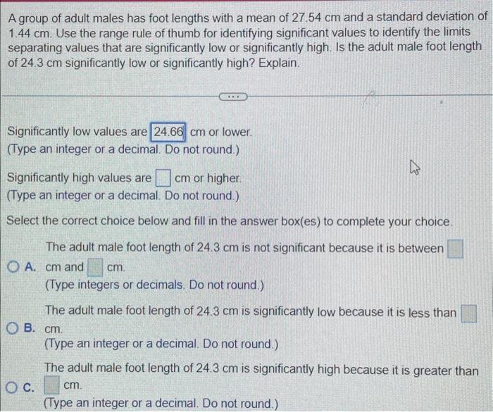 Solved A group of adult males has foot lengths with a mean | Chegg.com