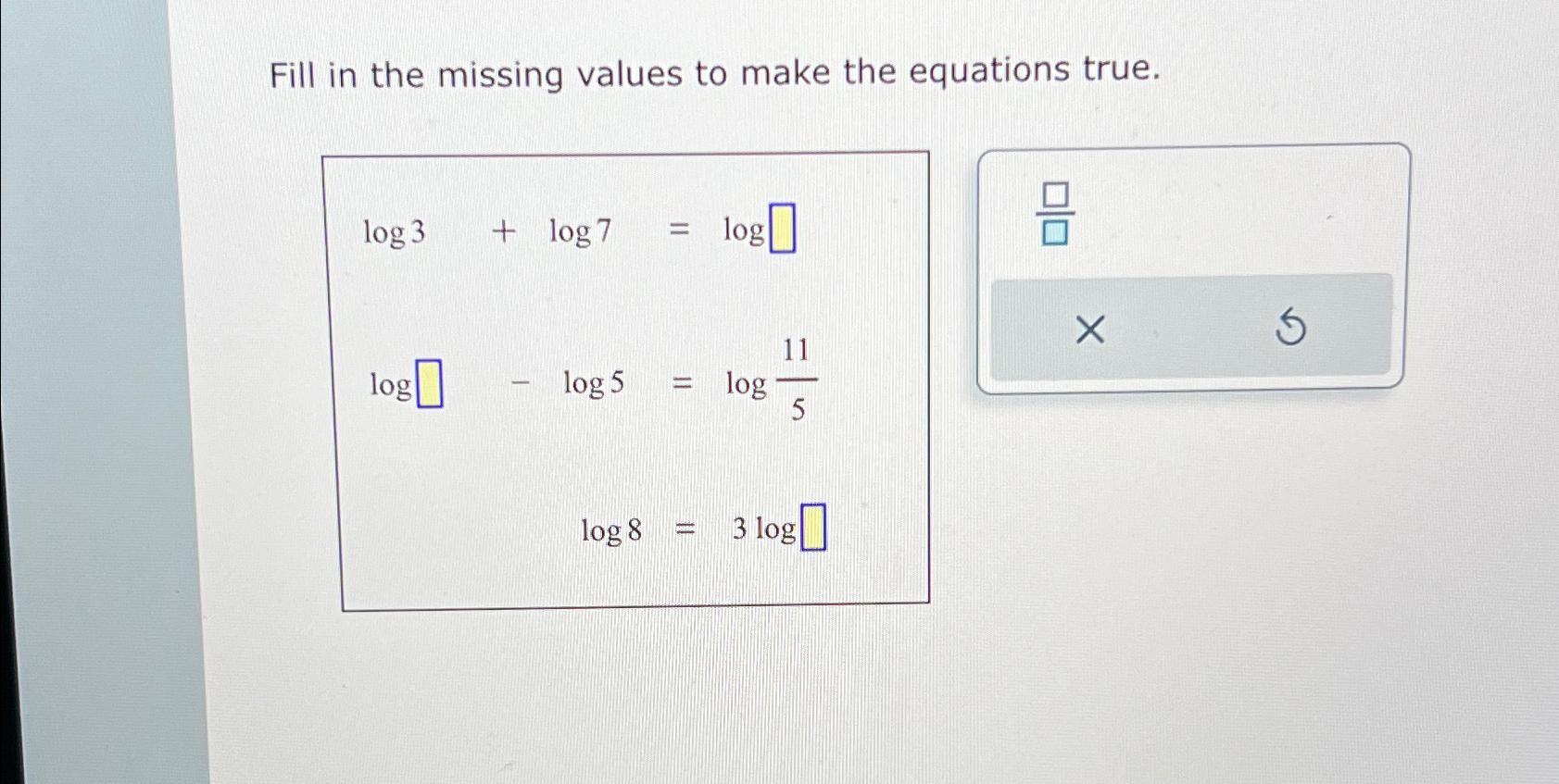 Solved Fill in the missing values to make the equations | Chegg.com