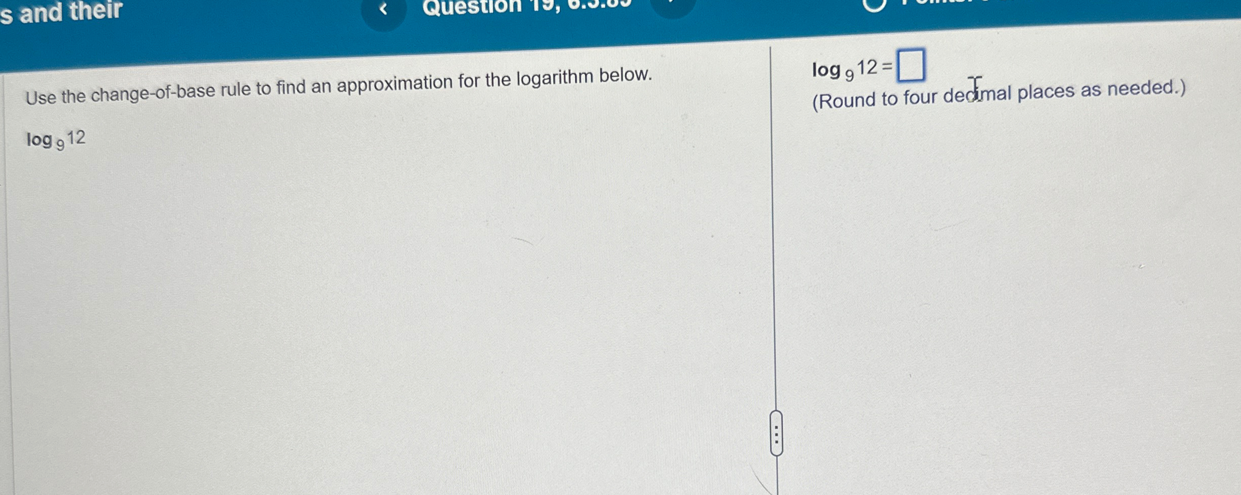 Solved s and theirQuestion in, ..0.00Use the change-of-base | Chegg.com