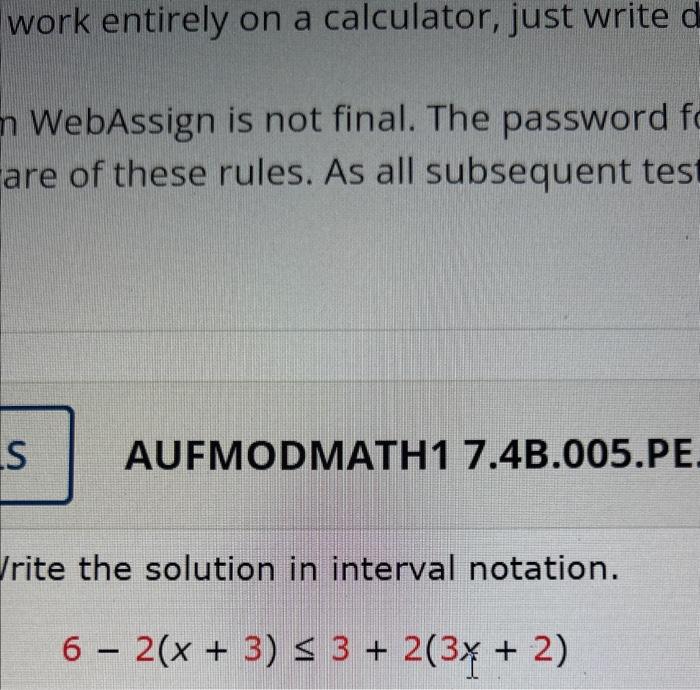Solved work entirely on a calculator, just write WebAssign | Chegg.com