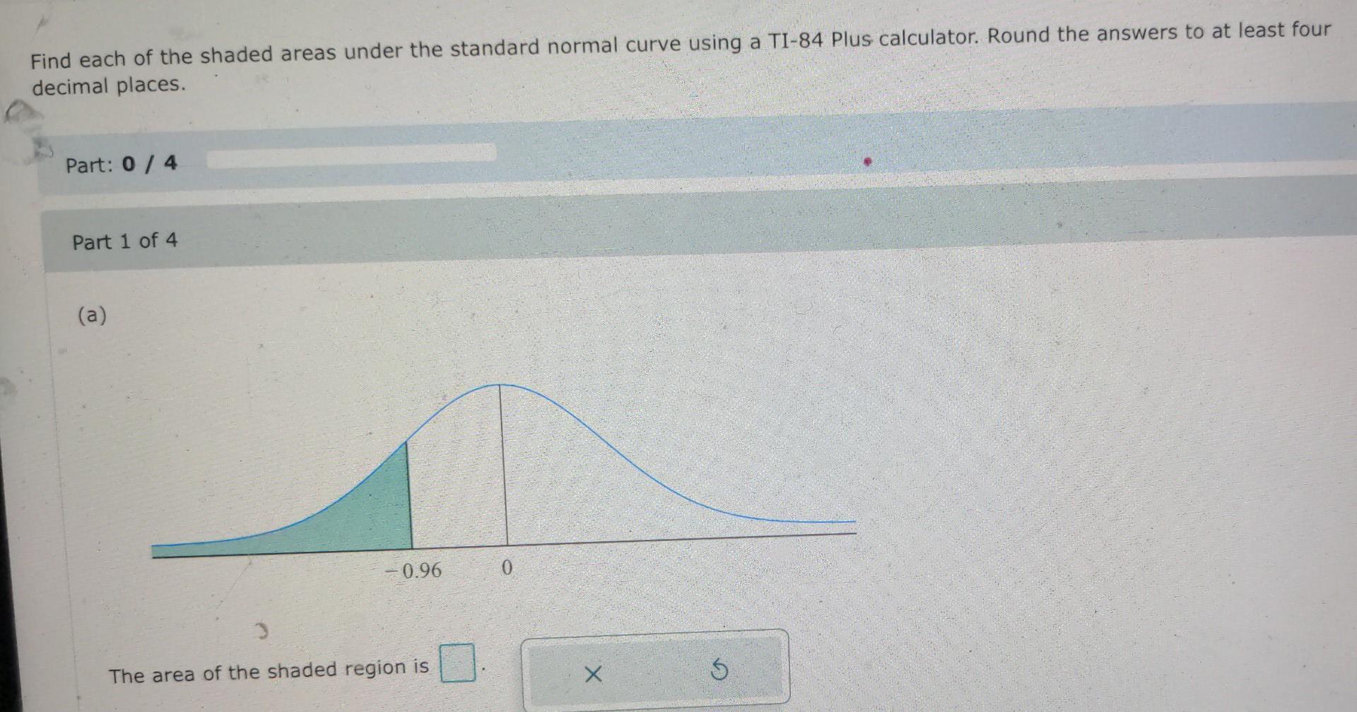 Solved Find each of the shaded areas under the standard | Chegg.com
