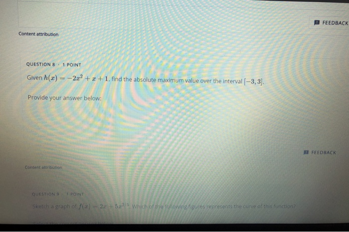 Solved FEEDBACK Content attribution QUESTION 8.1 POINT Given | Chegg.com
