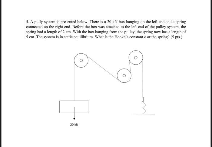 Solved 5. A pully system is presented below. There is a 20 | Chegg.com
