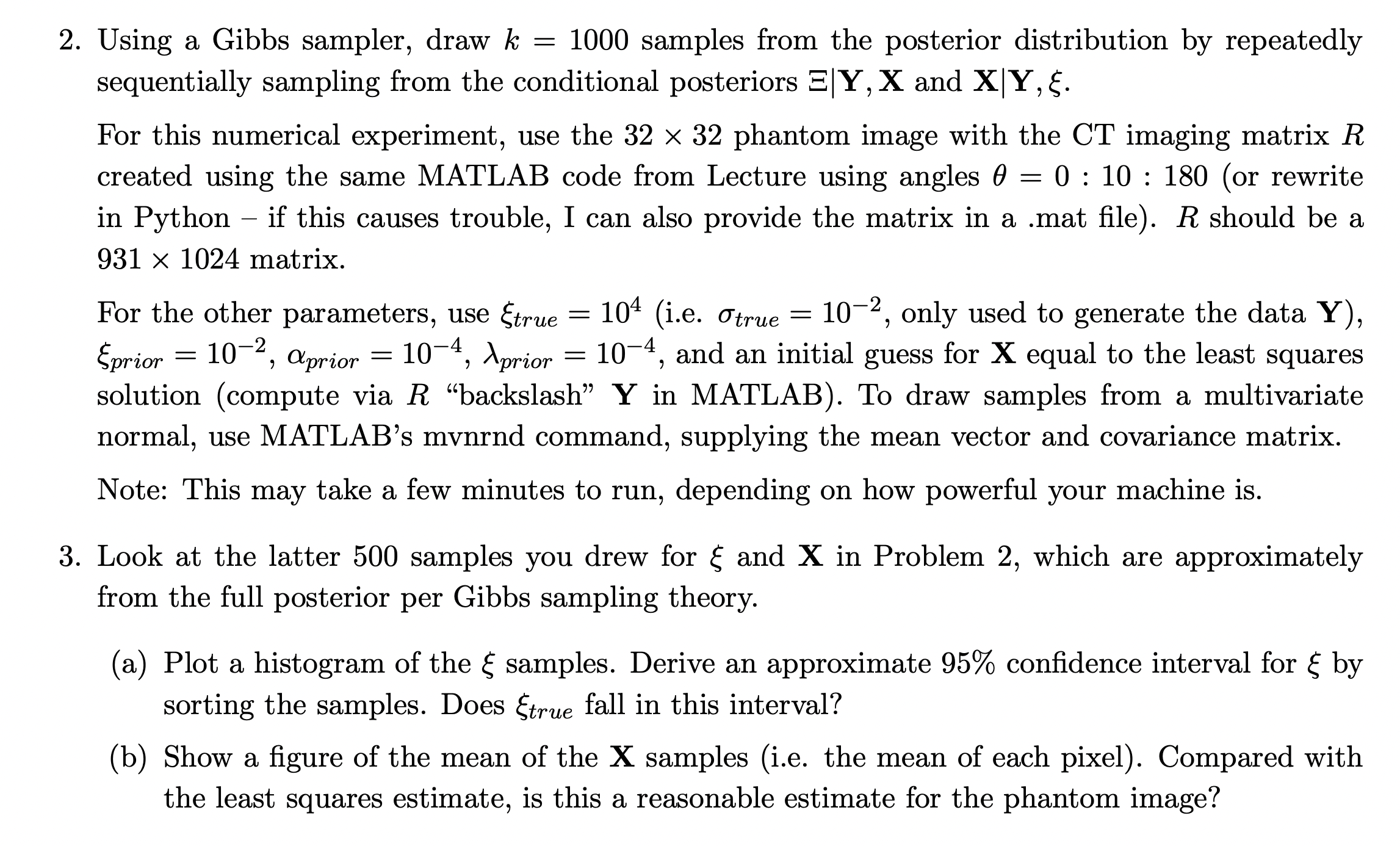 Solved Using a Gibbs sampler, draw k=1000 ﻿samples from the | Chegg.com