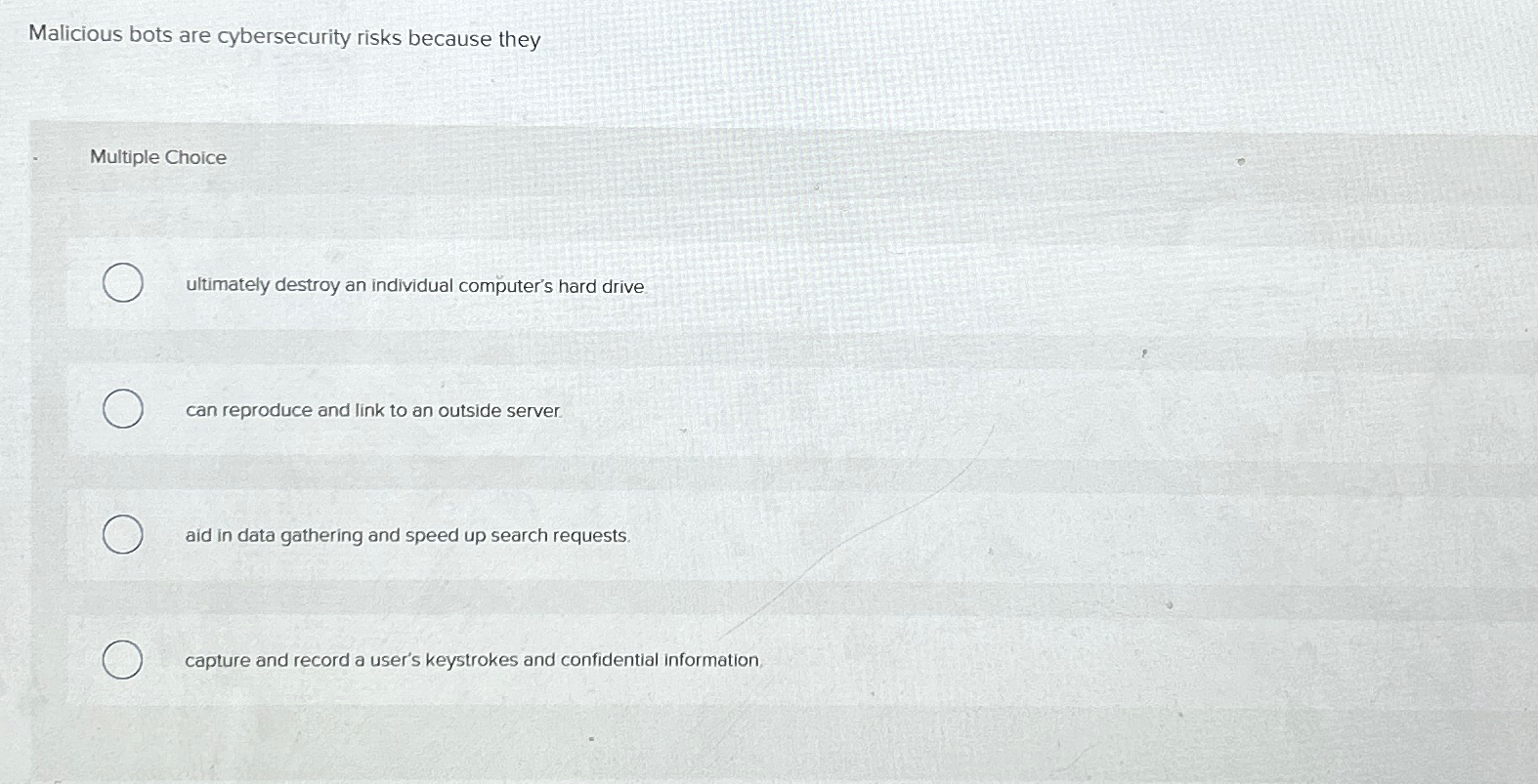 Solved Malicious Bots Are Cybersecurity Risks Because