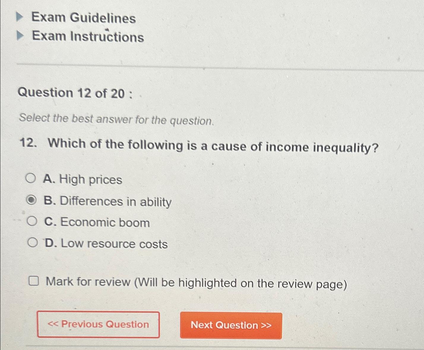 Solved Exam GuidelinesExam InstructionsQuestion 12 ﻿of 20 | Chegg.com