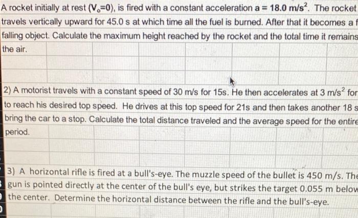 Solved A rocket initially at rest (V.=0), is fired with a | Chegg.com