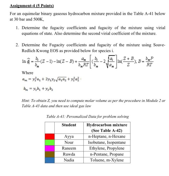 Solved Assignment-4 (5 Points) For an equimolar binary | Chegg.com