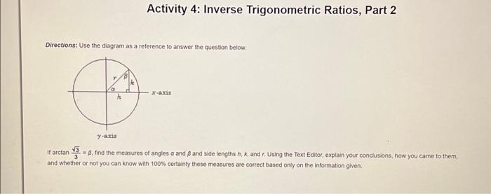Solved Activity 4: Inverse Trigonometric Ratios, Part 2 | Chegg.com