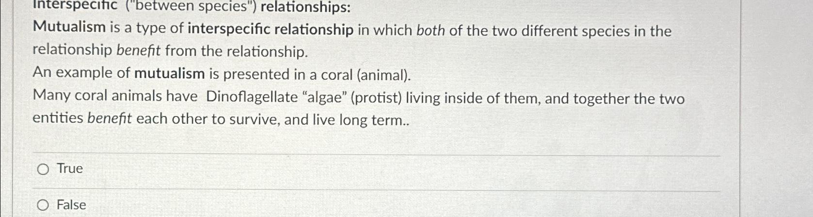 Solved Interspecific ("between species") | Chegg.com