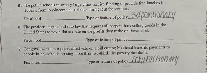 Solved A. Categorizing Fiscal Policy Tools There are two | Chegg.com