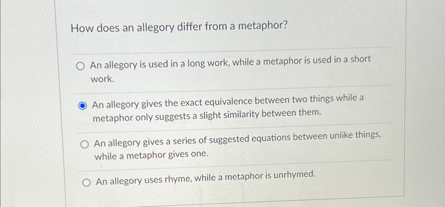 Solved How does an allegory differ from a metaphor?An | Chegg.com