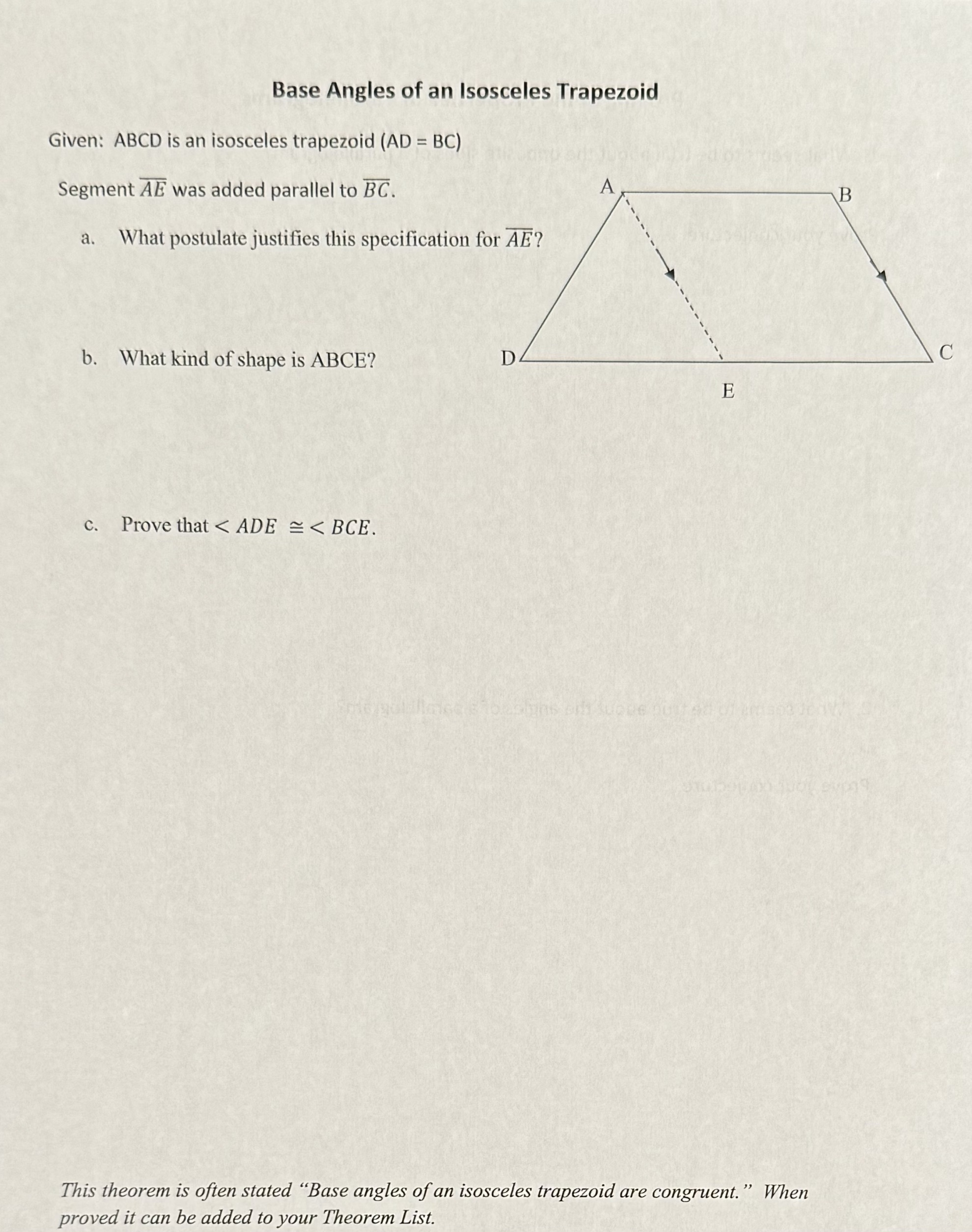 Solved Base Angles of an Isosceles TrapezoidGiven: ABCD is | Chegg.com