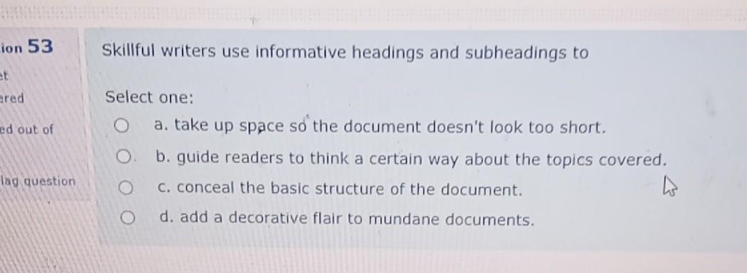 Solved ion 53 Skillful writers use informative headings and | Chegg.com