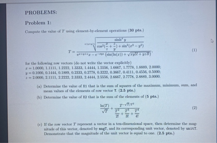 Solved PROBLEMS: Problem 1: Compute the value of T using | Chegg.com