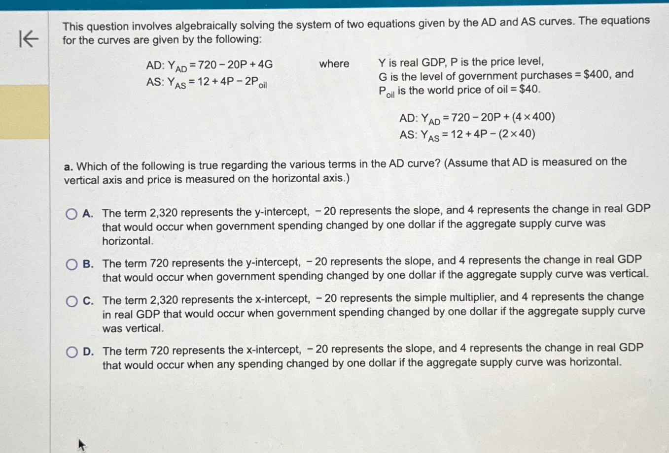 Solved This question involves algebraically solving the | Chegg.com