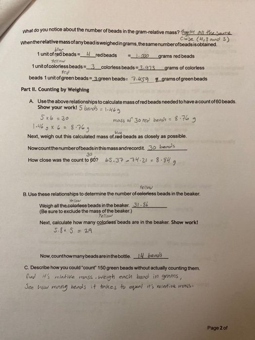 Solved Name Lab Section _Date The Mole Concept and Atomic | Chegg.com
