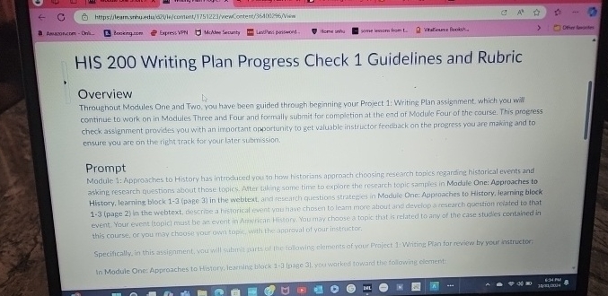 HIS 200 ﻿Writing Plan Progress Check 1 ﻿Guidelines | Chegg.com