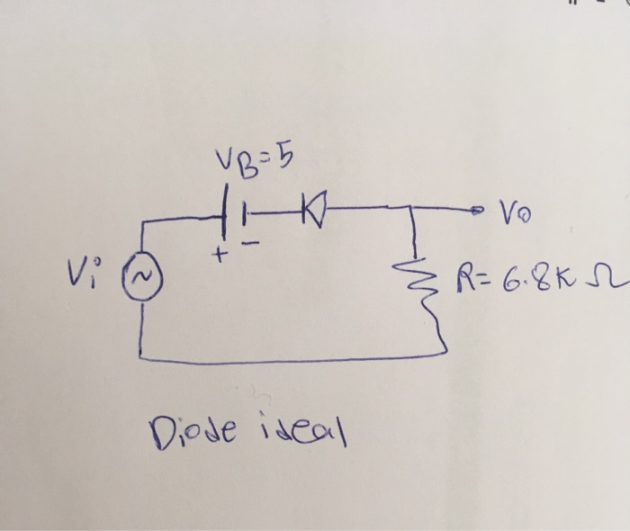 Solved vo VB = 5 muyovo Š R=6.8kr Diode ideal | Chegg.com