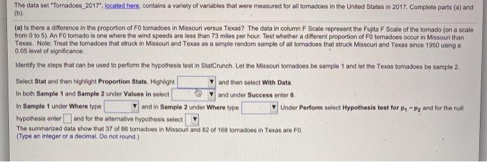 The data set "Tornadoes 2017" located here, contains | Chegg.com