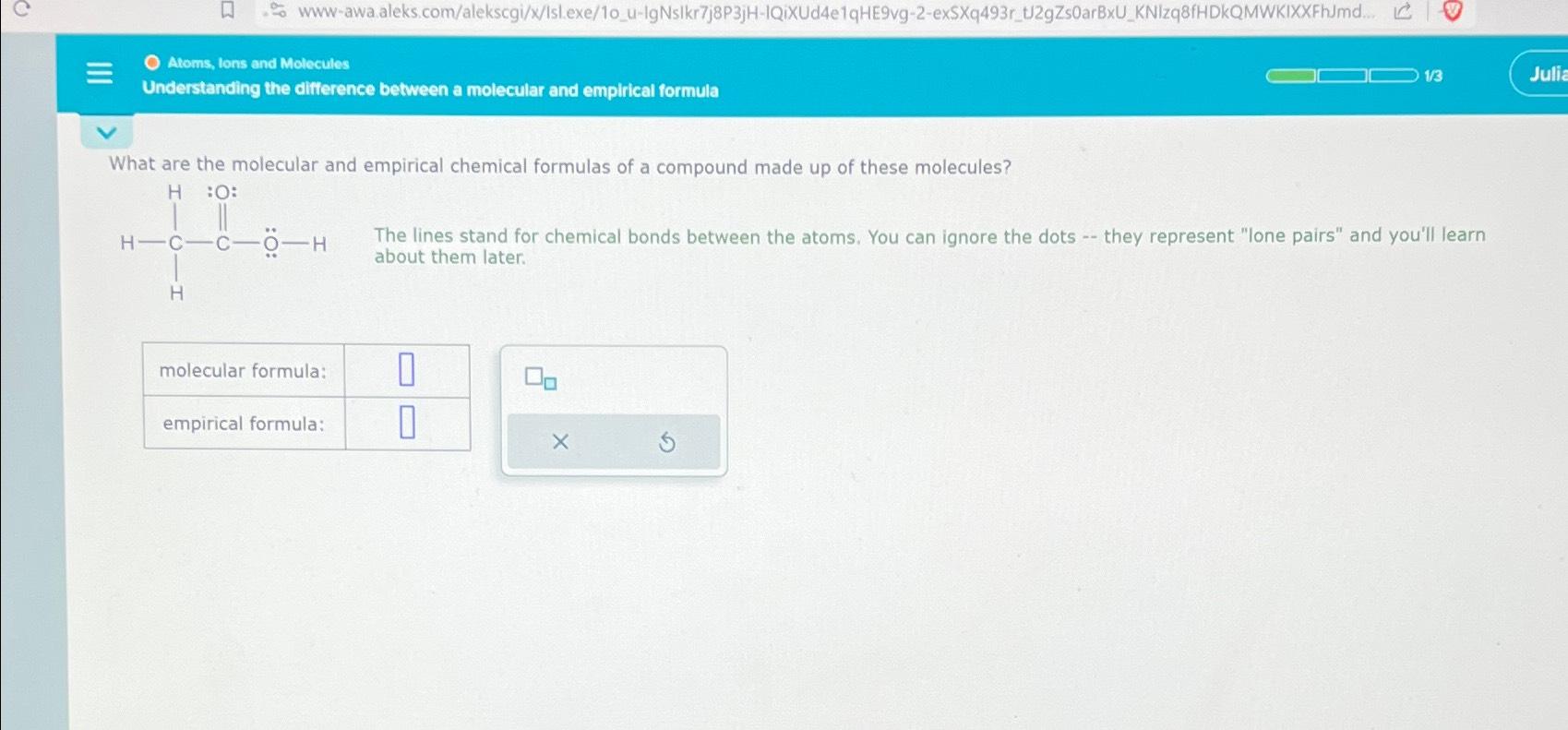 Solved Atoms, lons and MoleculesUnderstanding the difterence | Chegg.com