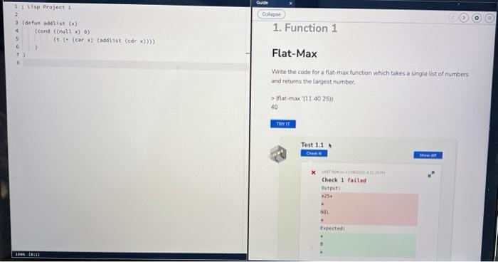 Solved : LSsp Project 1 (defun addist x ) (cond ((mathx) 0) | Chegg.com