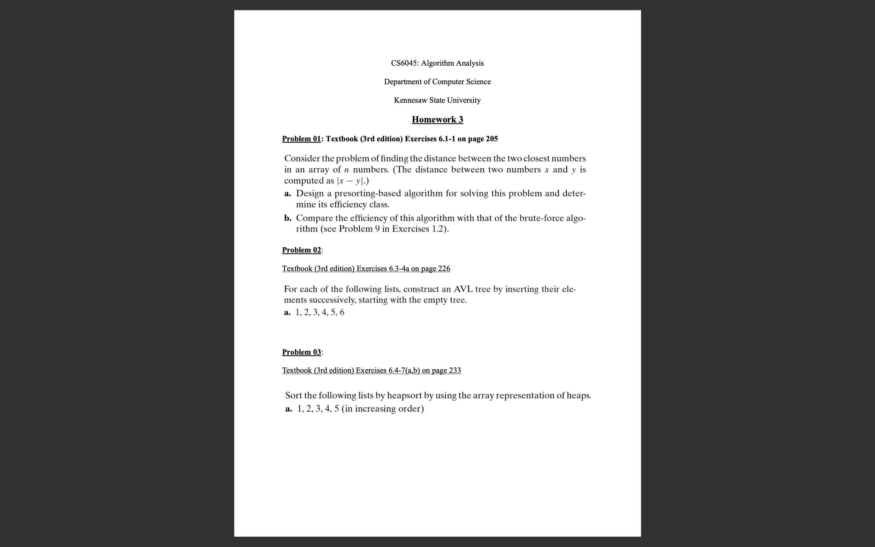 Solved Problem 01: Textbook (3rd edition) ﻿Exercises 6.1-1 | Chegg.com