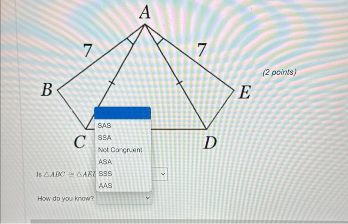 Solved Is ABC≃ AED ? How do you know? | Chegg.com