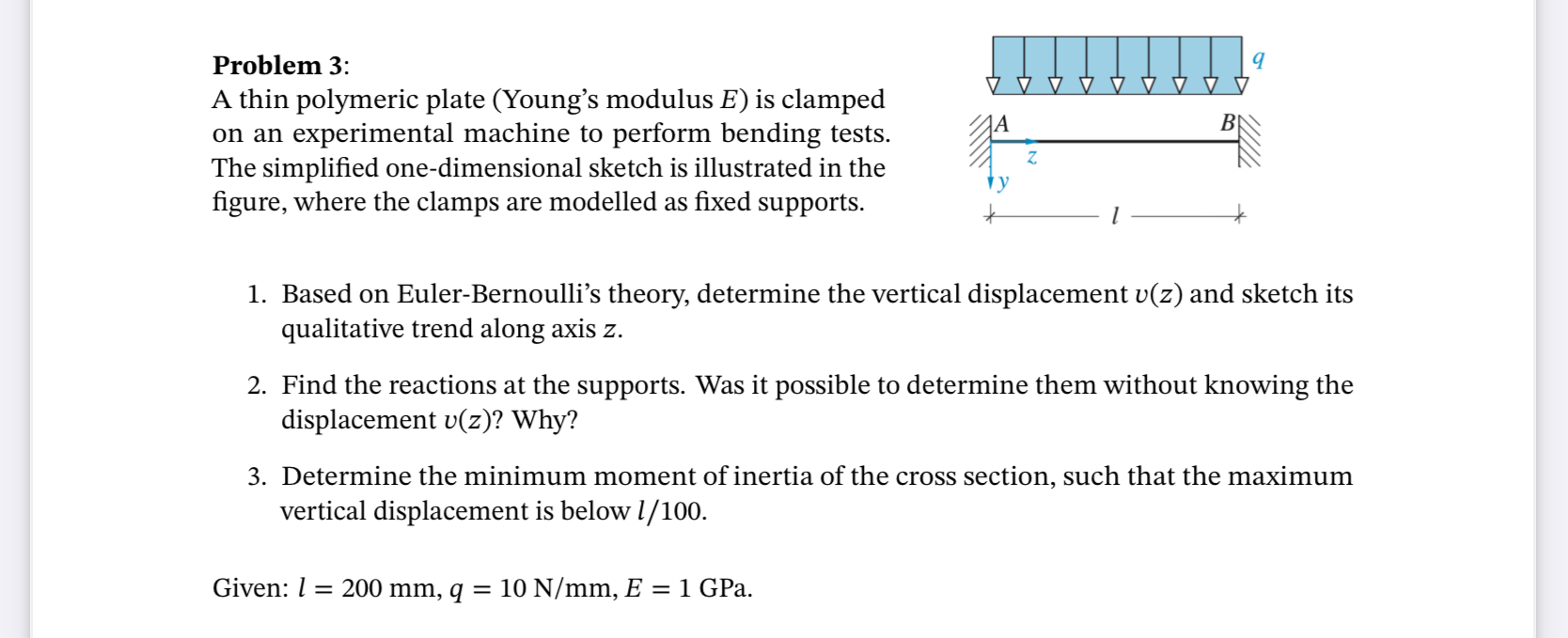 Problem 3:A thin polymeric plate (Young's modulus E ) | Chegg.com