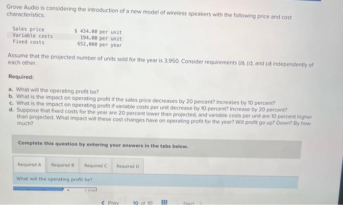 Solved Grove Audio is considering the introduction of a new | Chegg.com