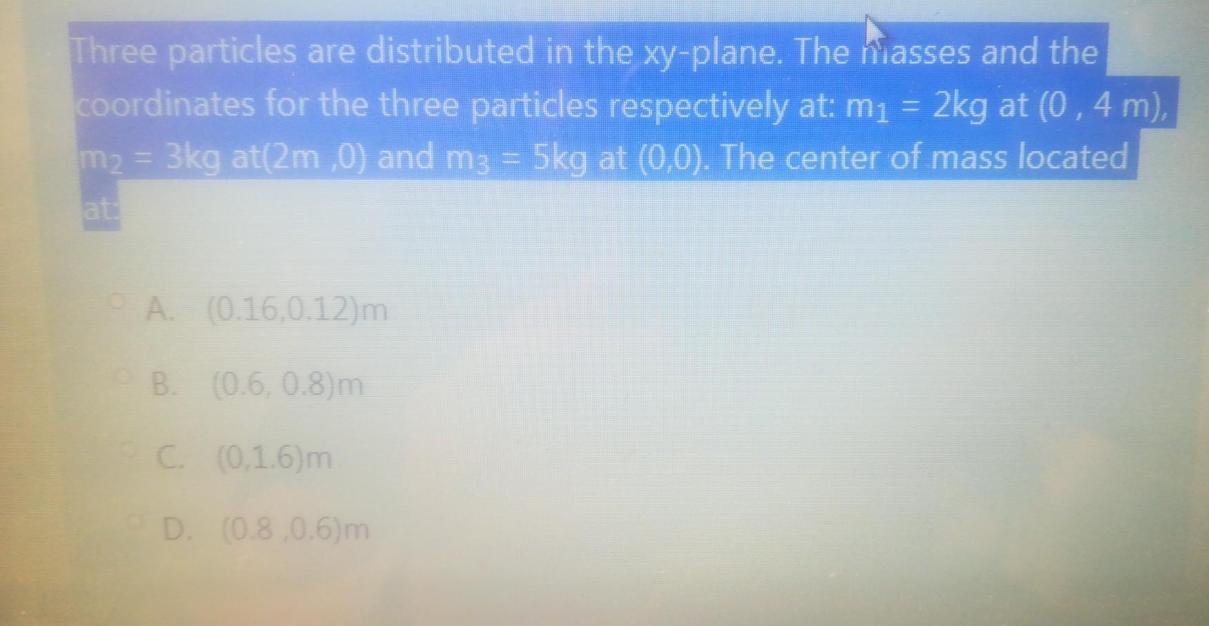 Solved Three particles are distributed in the xy-plane. The | Chegg.com