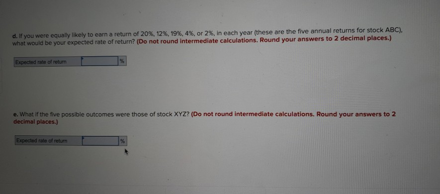 Solved Consider the rate of return of stocks ABC and XYZ. | Chegg.com