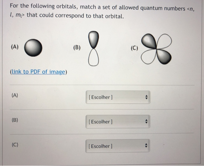 Solved For the following orbitals, match a set of allowed | Chegg.com