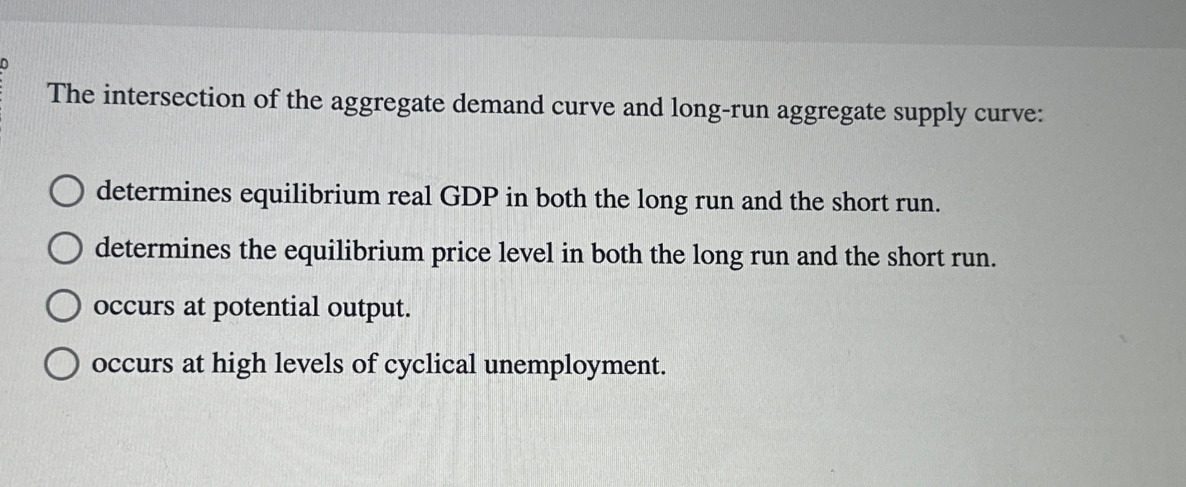 Solved The intersection of the aggregate demand curve and | Chegg.com