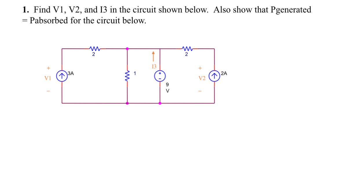 Solved Find V1, ﻿V2, ﻿and I3 ﻿in the circuit shown below. | Chegg.com