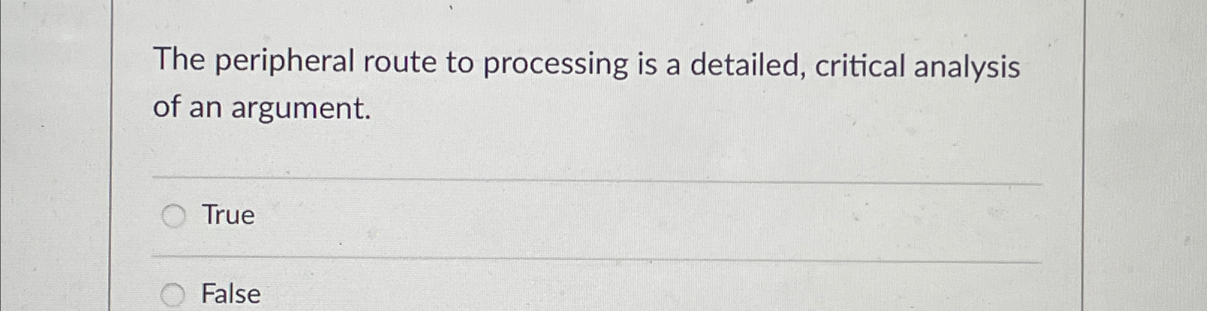 Solved The peripheral route to processing is a detailed, | Chegg.com