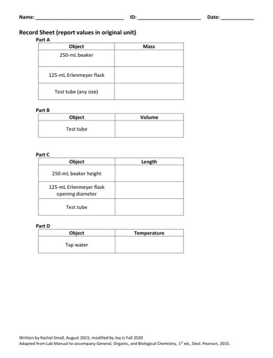 Solved 2 of 11 Lab 2: Measurement : Techniques Data Chem 102 | Chegg.com
