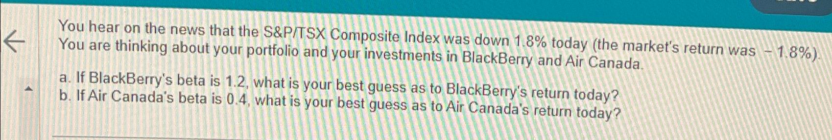 Solved You hear on the news that the S&P/TSX Composite Index | Chegg.com