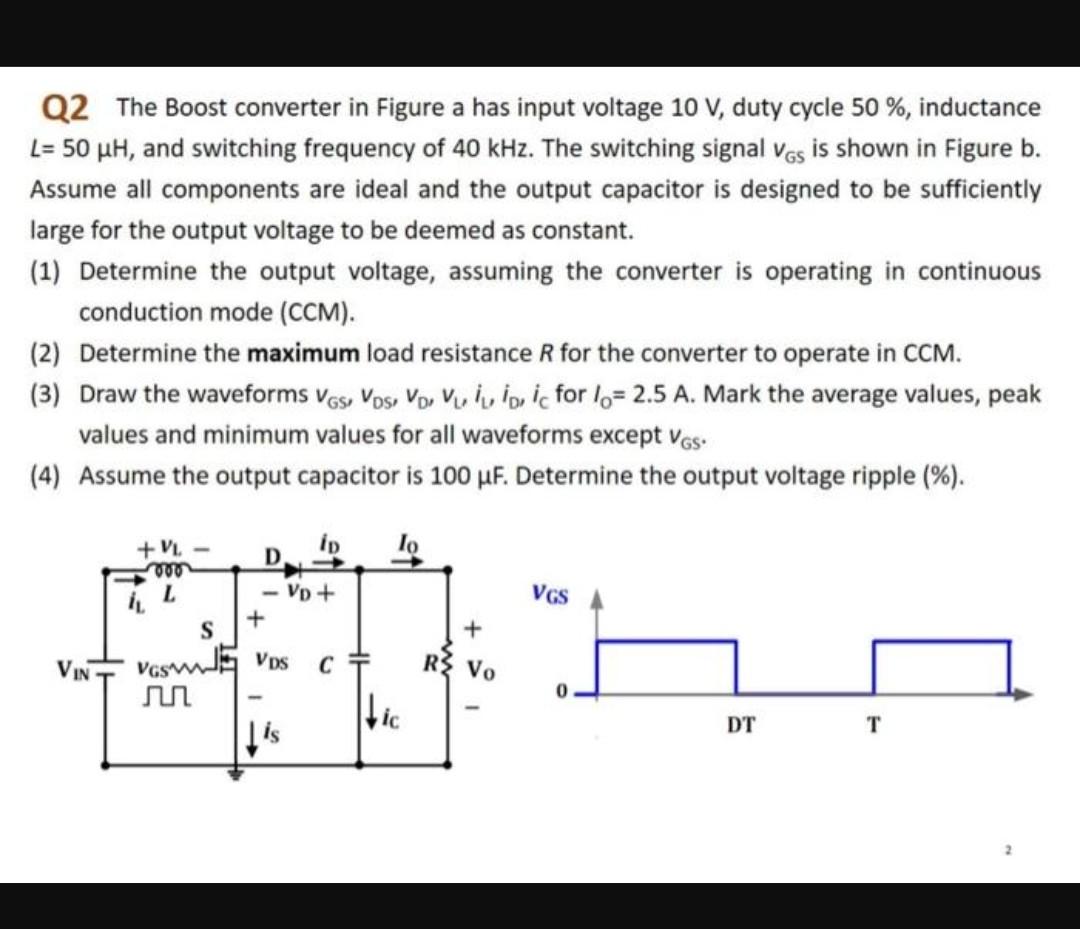 Solved The Boost converter in Figure a has input voltage10 | Chegg.com