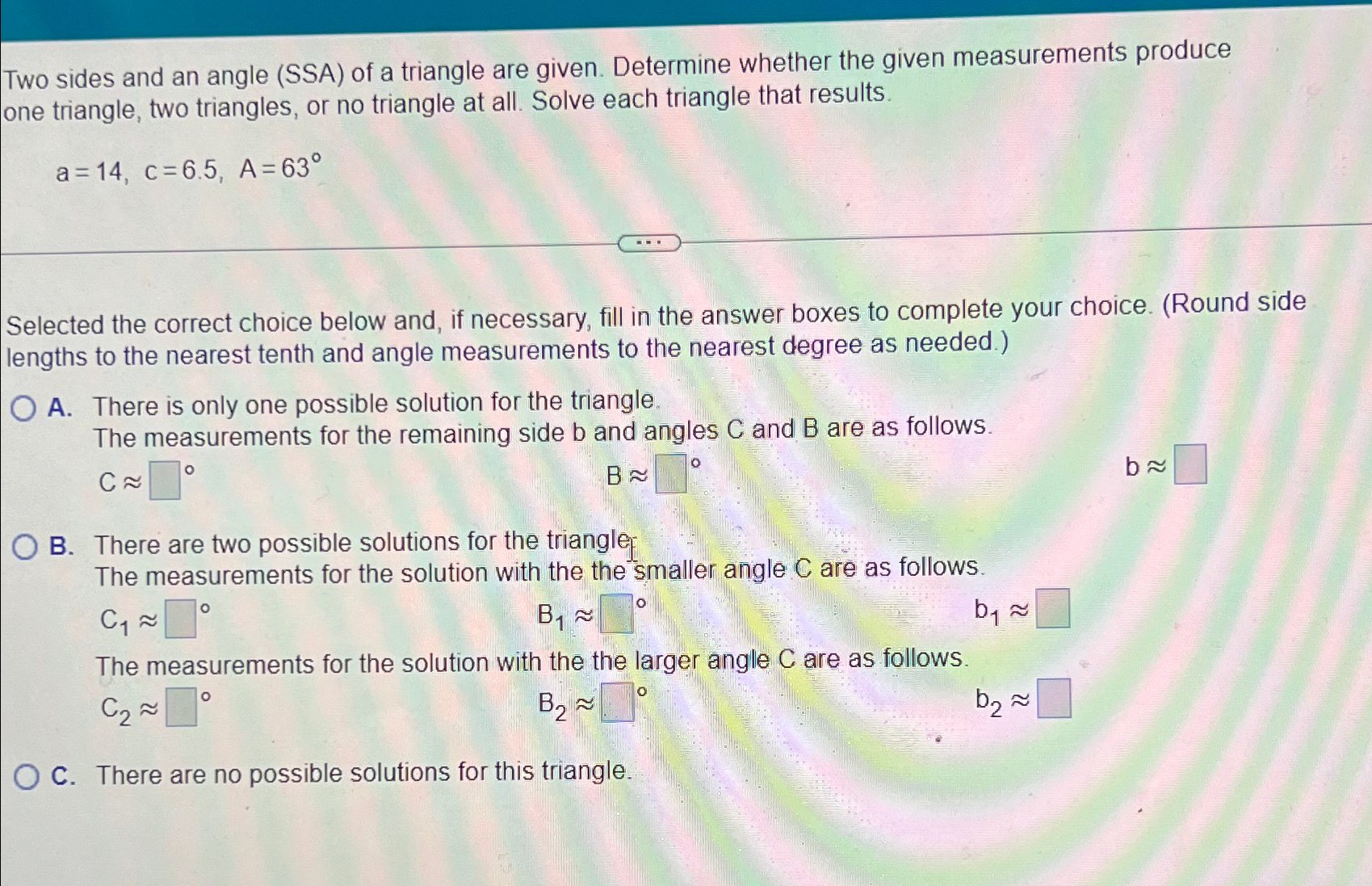 Solved Two sides and an angle (SSA) ﻿of a triangle are | Chegg.com