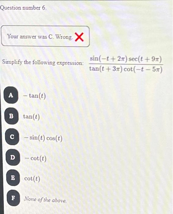 Solved Question number 6. Simplify the following expression: | Chegg.com